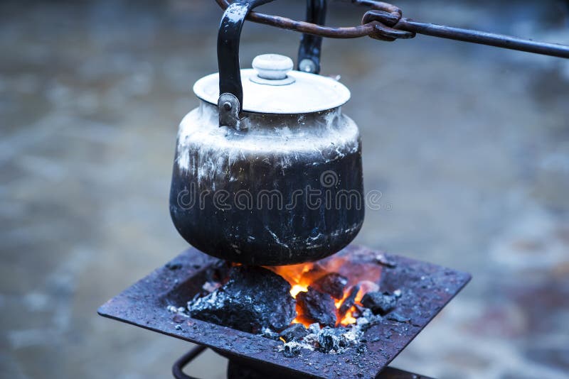 Cooking on the Nature of the Stake Stock Photo - Image of iron ...