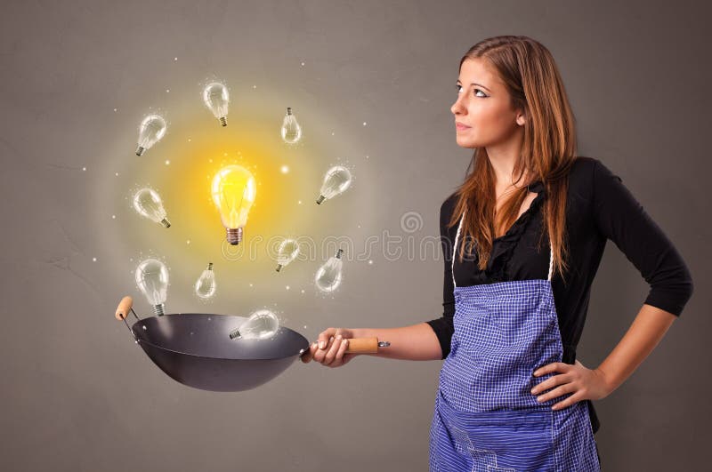 Cooking new idea in wok stock image. Image of handsome - 144174625