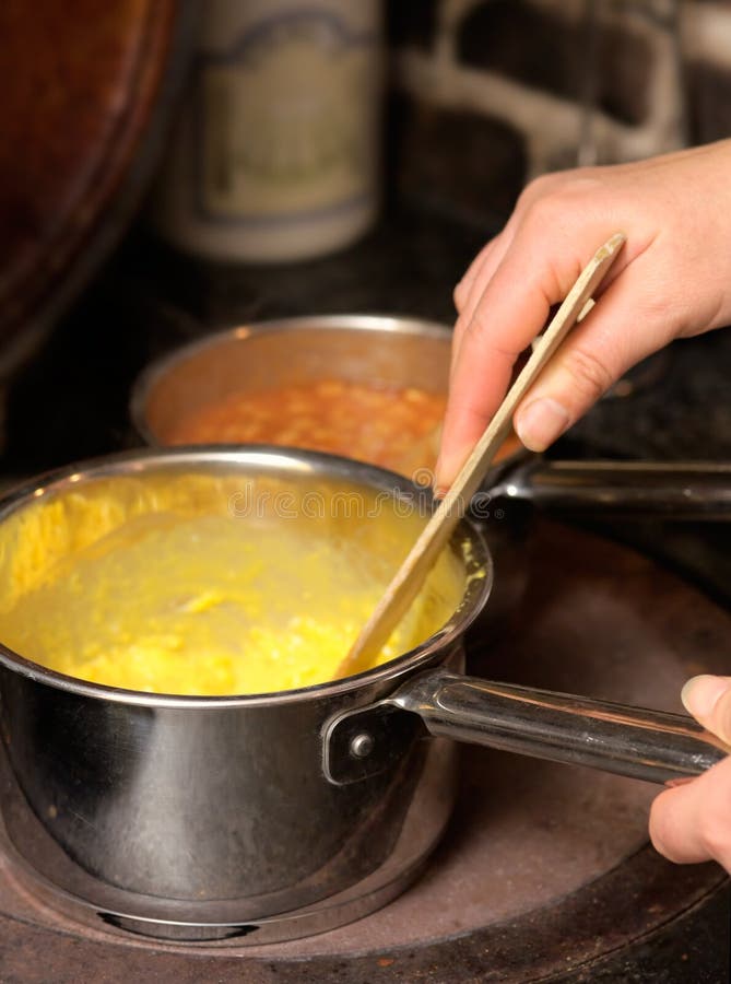 Cooking on an Old Open Range - Eggs and Beans Stock Photo - Image of ...