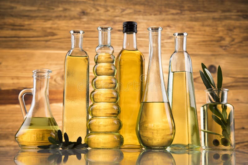 Cooking Olive Oils, Bottles Background Stock Photo - Image of liquid ...
