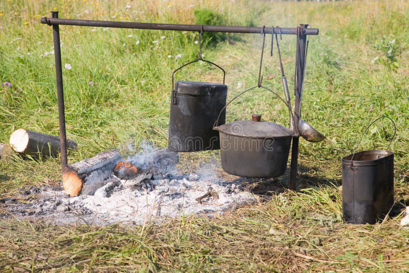 Campfire Cooking stock photo. Image of utensil, campfire - 9911310