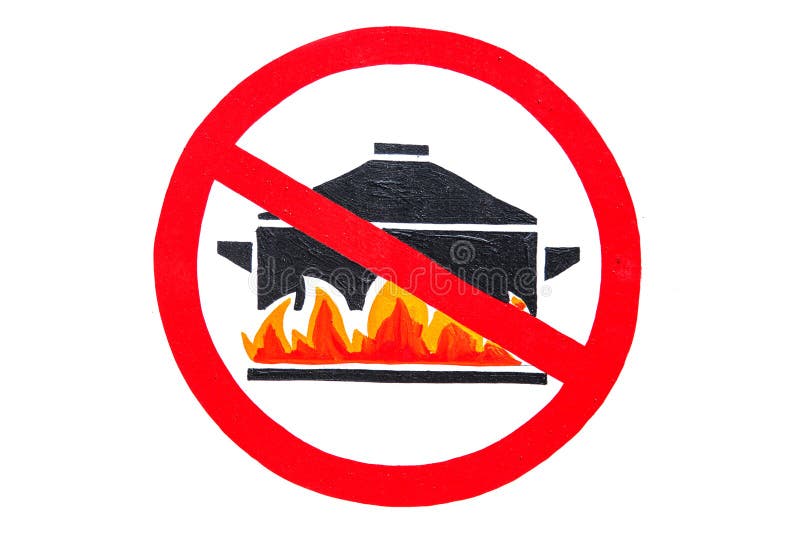 Cooking and Open Flame Prohibition Sign Stock Image - Image of flat ...