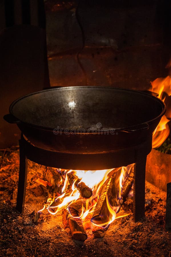 Cooking over a campfire stock photo. Image of food, black - 122430372