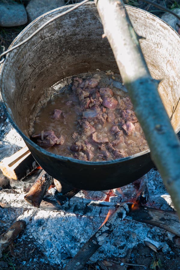 Cooking over a campfire stock image. Image of cook, picnic - 77671989