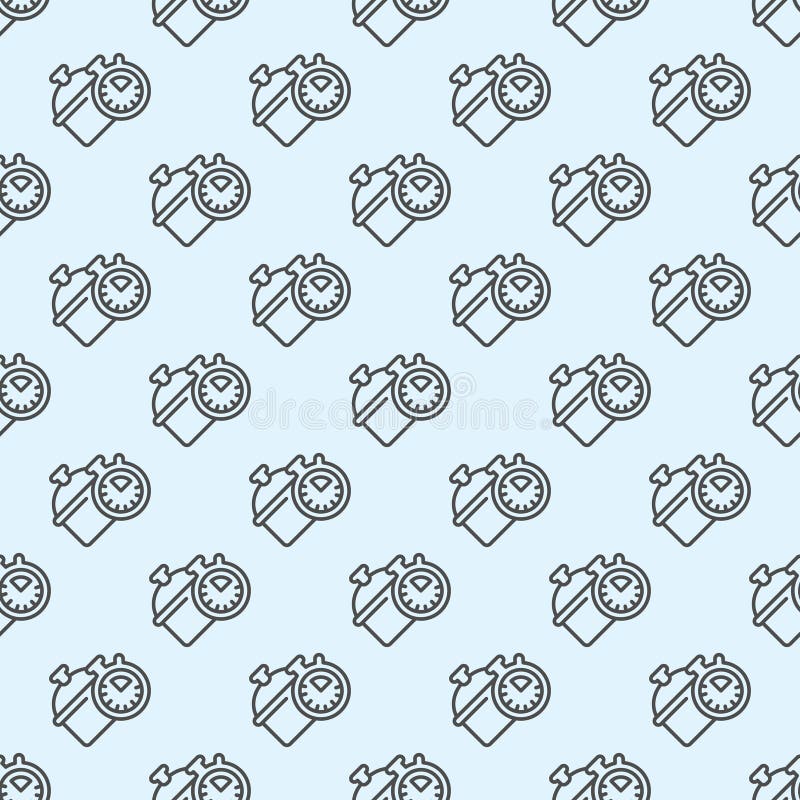 Cooking Pan and Clock Line Seamless Pattern, Culinary Cooking Theme ...