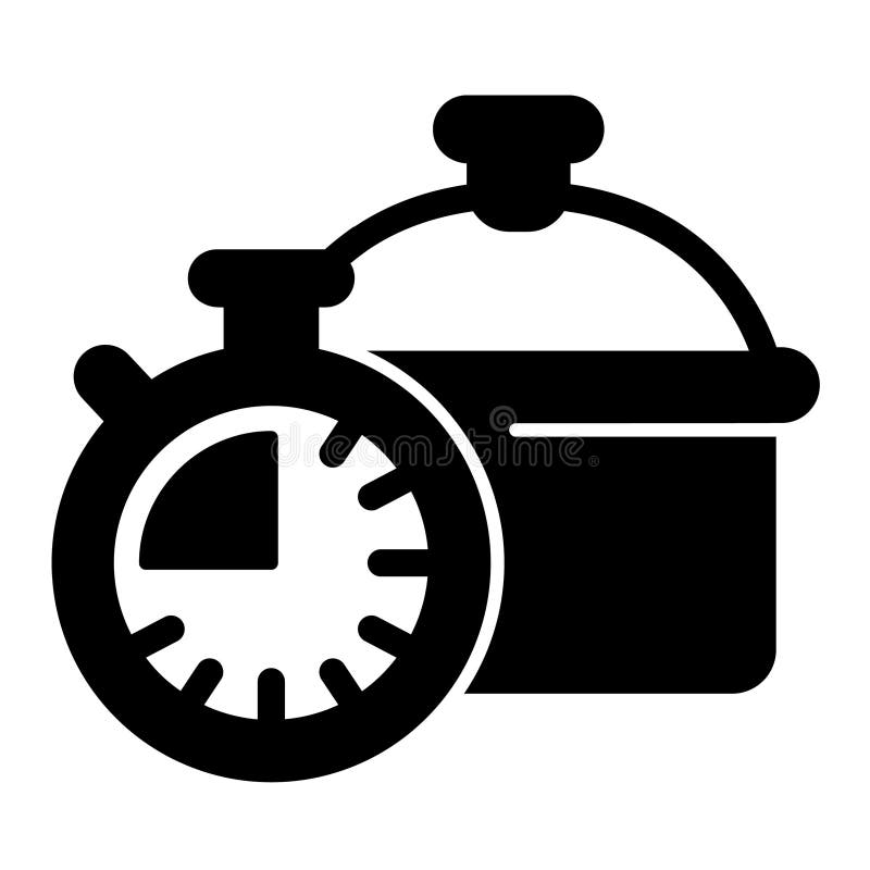 Cooking Pan and Clock Solid Icon, Culinary Cooking Concept. Vector ...