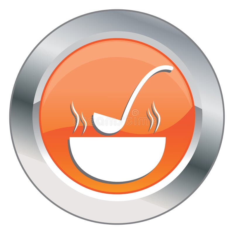 Cooking Pan with Ladle Spoon Button. Vector Illustration Decorative ...