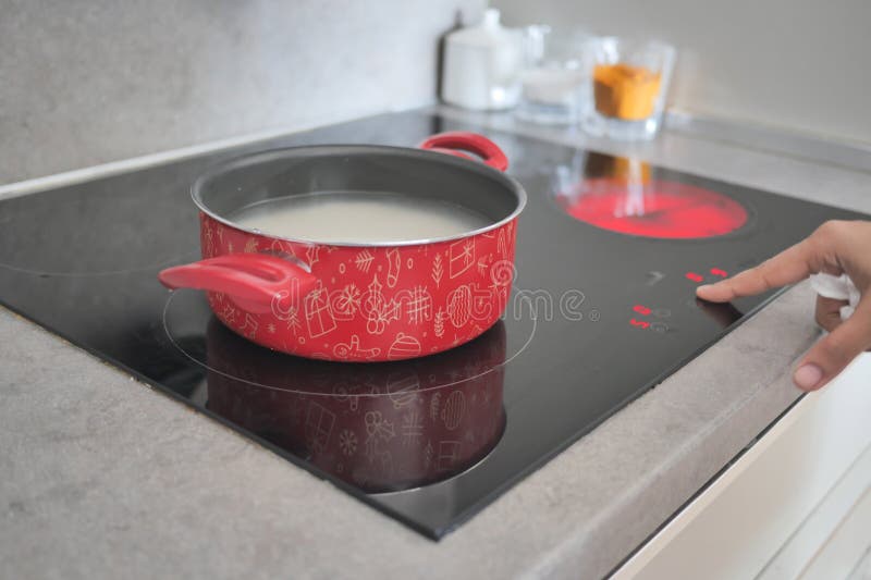 Cooking Pan on Stove in Kitchen Stock Photo - Image of circular ...