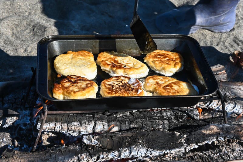 Cooking Pancakes Over the Fire Stock Image - Image of fire, flame ...