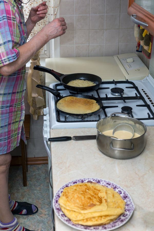Cooking Pancakes on the Pan Stock Photo - Image of homemade, dish ...