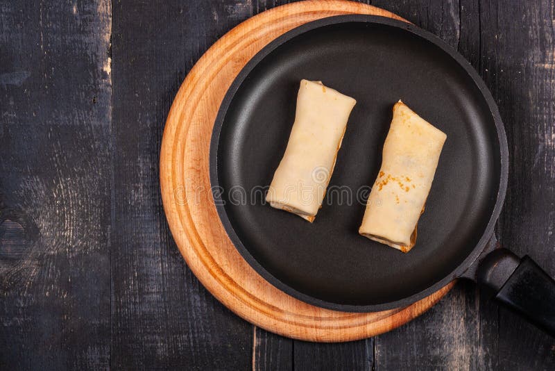 Cooking Pancakes in a Round Pan Top View Stock Photo - Image of cuisine ...