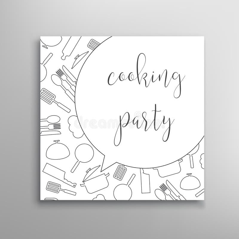 Cooking Party Invitation. Culinary School Vector Template. Stock Vector ...