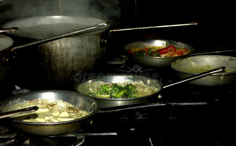 Pasta Cooking in Restaurant Stock Photo - Image of cooking, kitchen ...