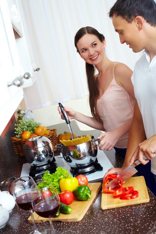 Cooking pasta stock photo. Image of food, women, vegetarian - 64346304