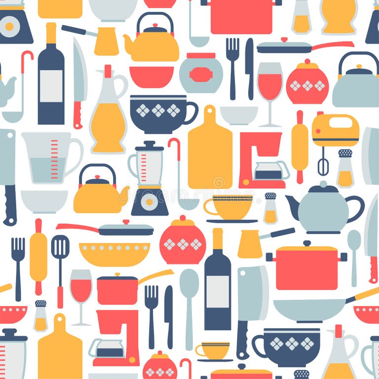 Cooking pattern stock vector. Illustration of fork, blender - 41957727