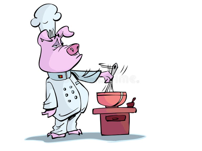 Cooking pig stock illustration. Illustration of cooker - 13251450