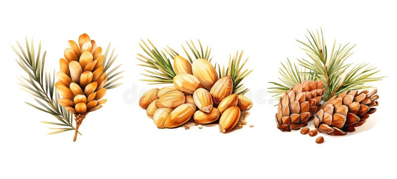 Cooking Pine Nut Ai Generated Watercolor Stock Image - Image of ...