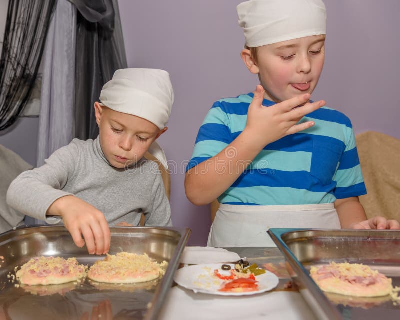 Children Cook Pizza during Cooking Class Editorial Photography - Image ...
