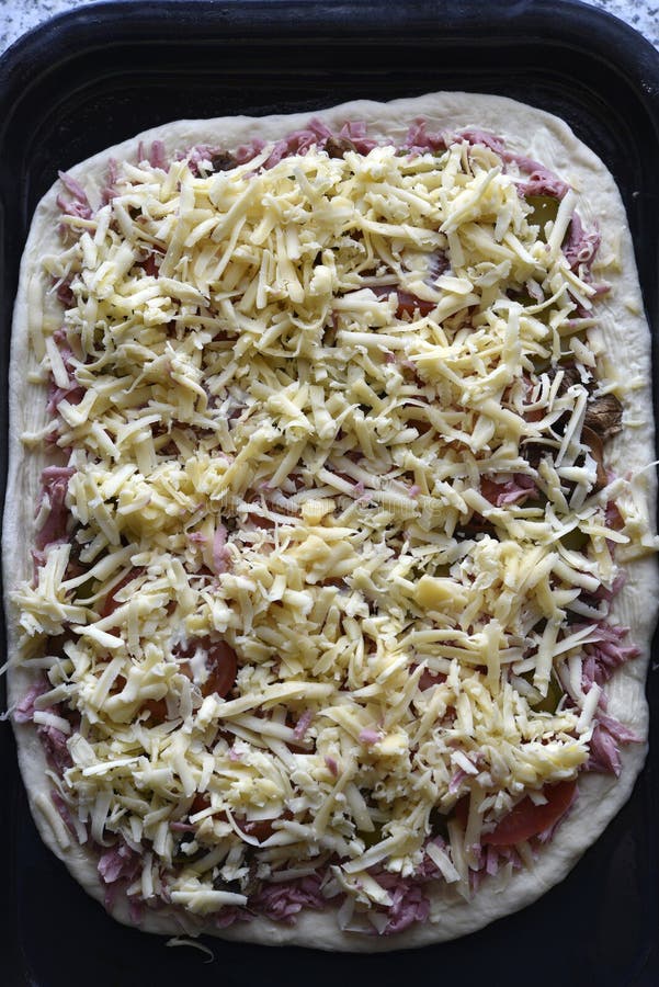 Cooking Pizza at Home. Raw Pizza Dough Stock Image - Image of chef ...