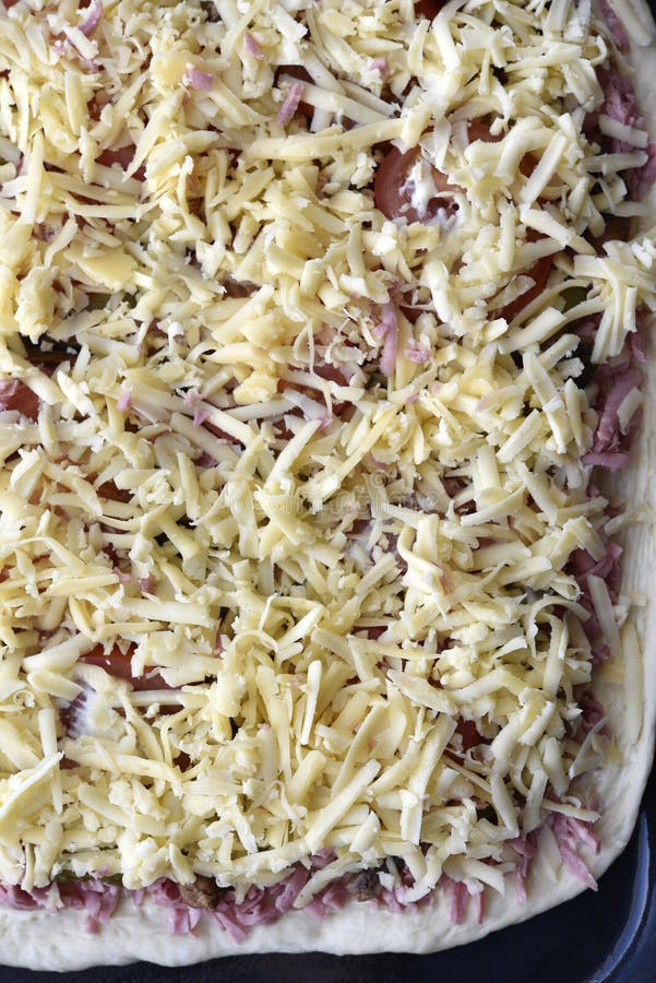 Cooking Pizza at Home. Raw Pizza Dough Stock Image - Image of table ...