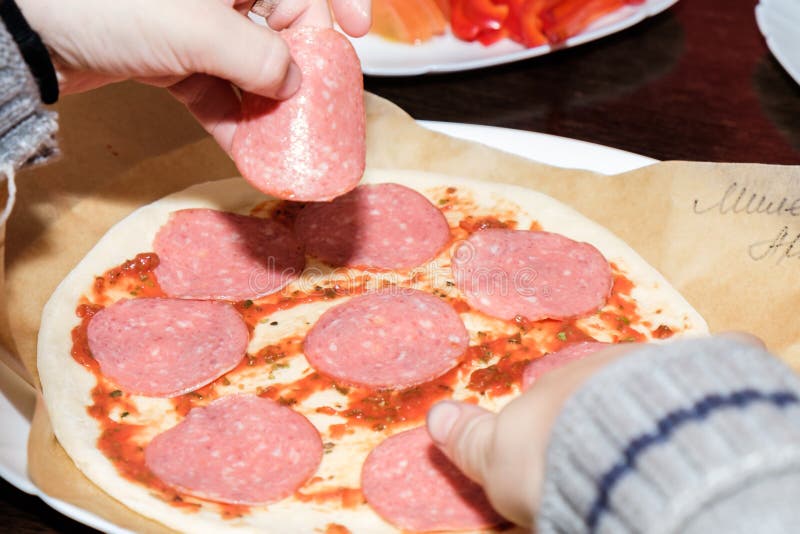 Cooking pizza stock photo. Image of table, tomato, board - 62840118