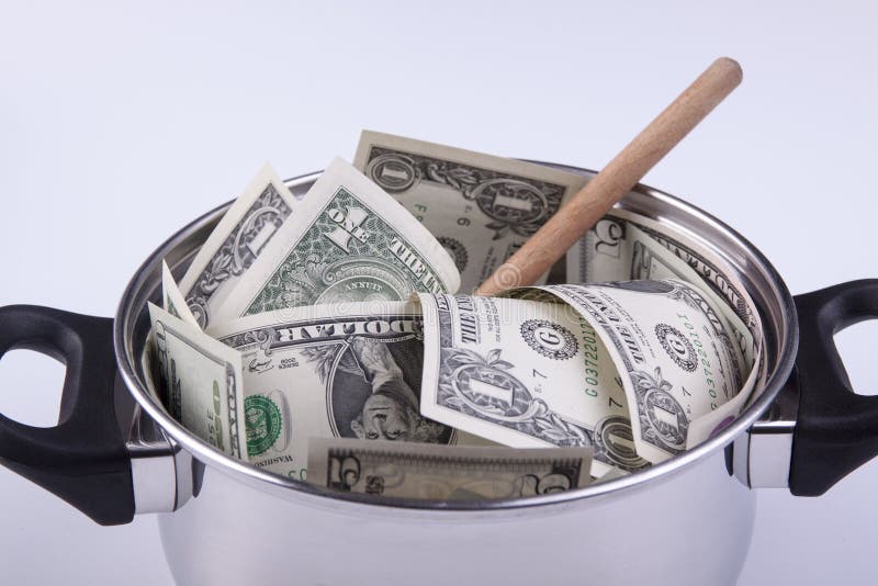 Cooking Pot Full of Dollars Stock Image - Image of budget, concept ...