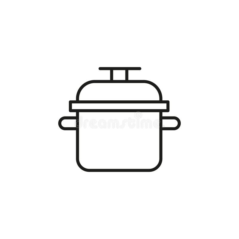 Cooking Pot Icon Flat Line Symbol Set Stock Illustration - Illustration ...