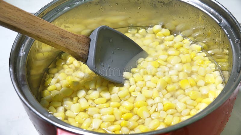 Cooking Pot with Kernel Corn and Spoon Stock Photo - Image of eating ...