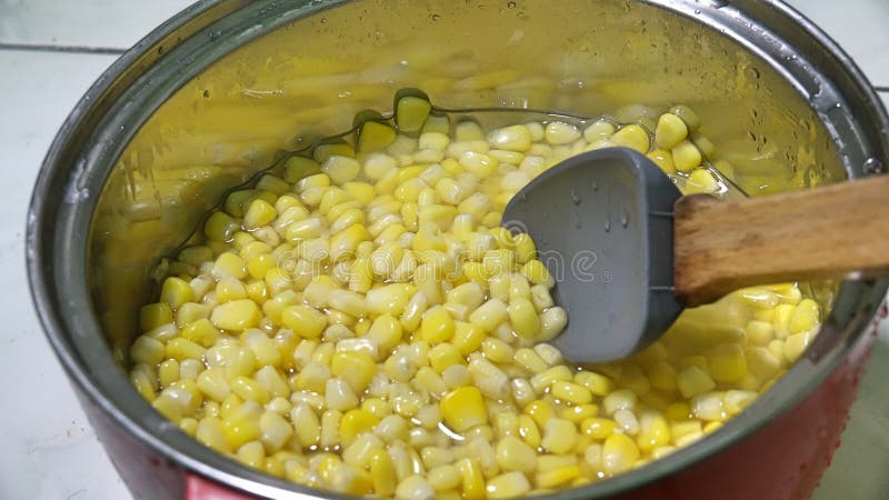 Cooking Pot with Kernel Corn and Spoon Stock Image - Image of eating ...