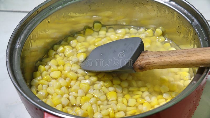 Cooking Pot with Kernel Corn and Spoon Stock Photo - Image of eating ...