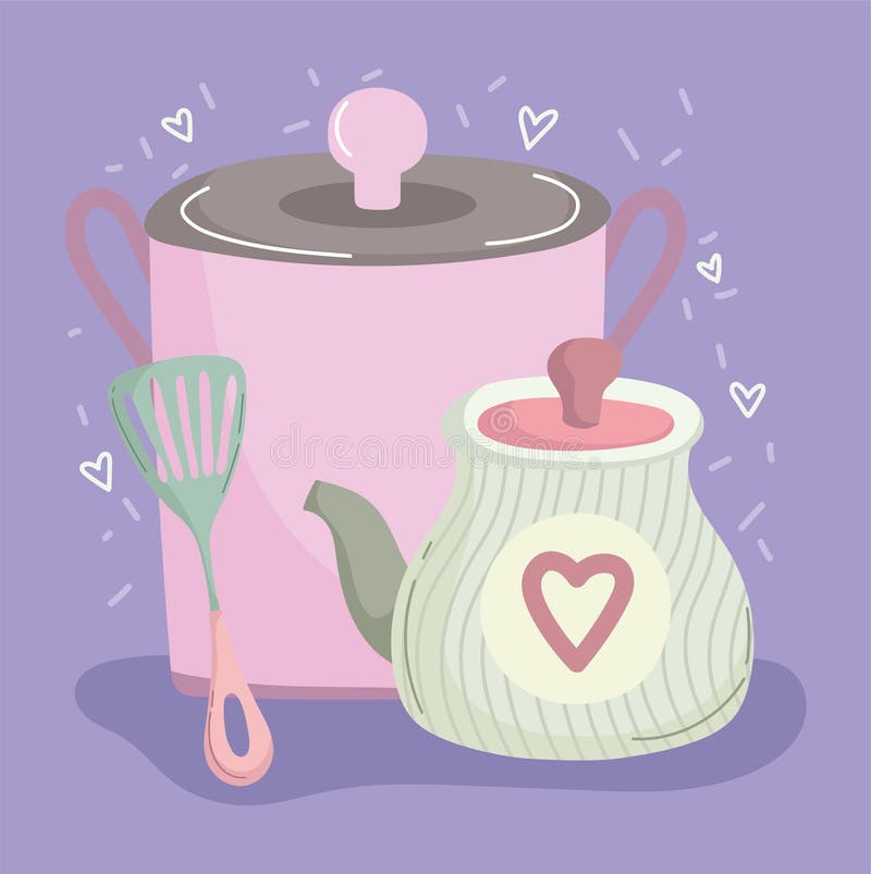 Cooking pot and kettle stock vector. Illustration of kitchenware ...