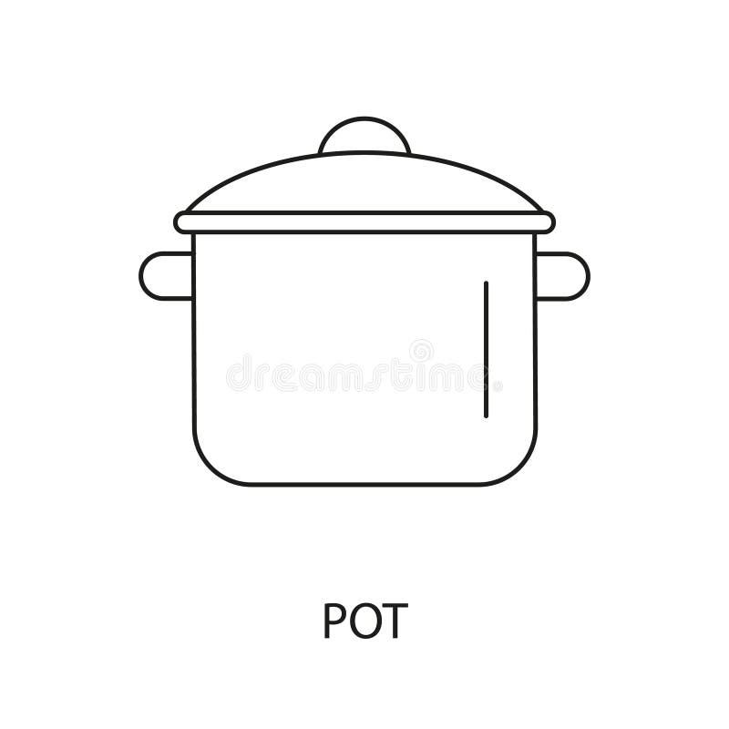 Cooking Pot Line Vector Icon for Marks on Food Packaging Stock Vector ...