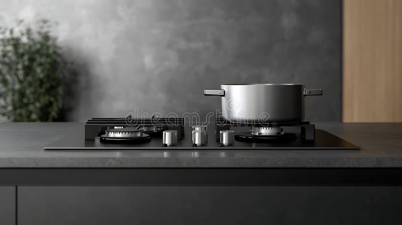 Cooking Pot on Modern Gas Stove with Space for Product Display Stock ...
