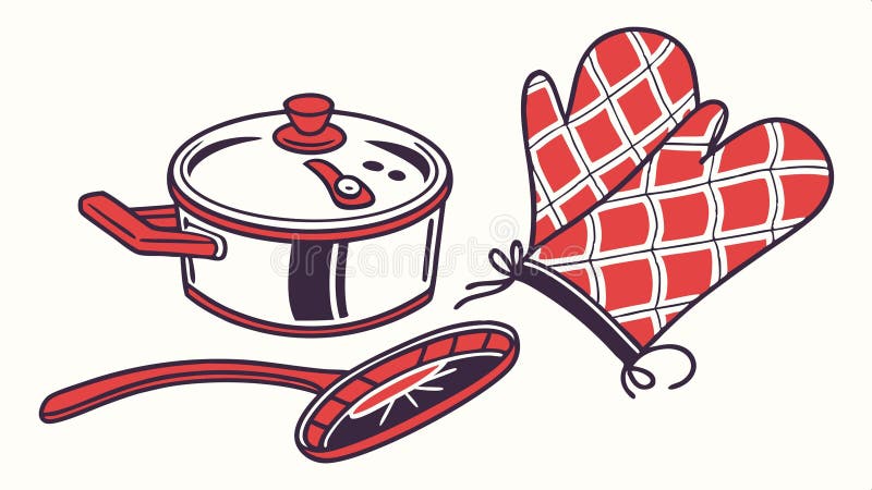 Cooking Pot and Oven Mitts, Kitchen and Cooking Icons Vector Design ...