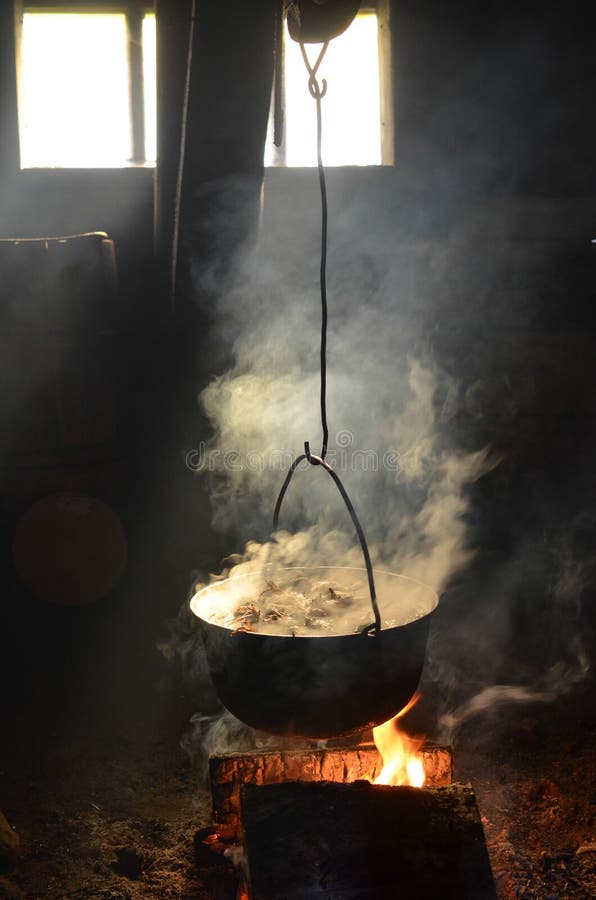 Cooking in a Pot Over Campfire Stock Photo - Image of goulash, flame ...