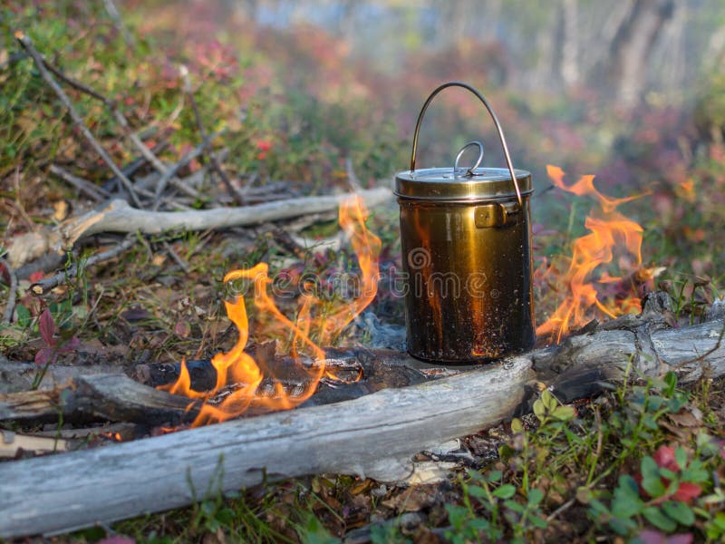 Cooking in a Pot Over the Fire. Stock Image - Image of tourism, smoke ...