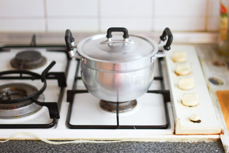 Cooking pot on stove stock photo. Image of food, object - 46092876