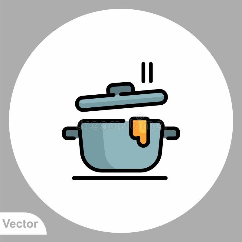 Cooking Pot Vector Icon Sign Symbol Stock Vector - Illustration of ...