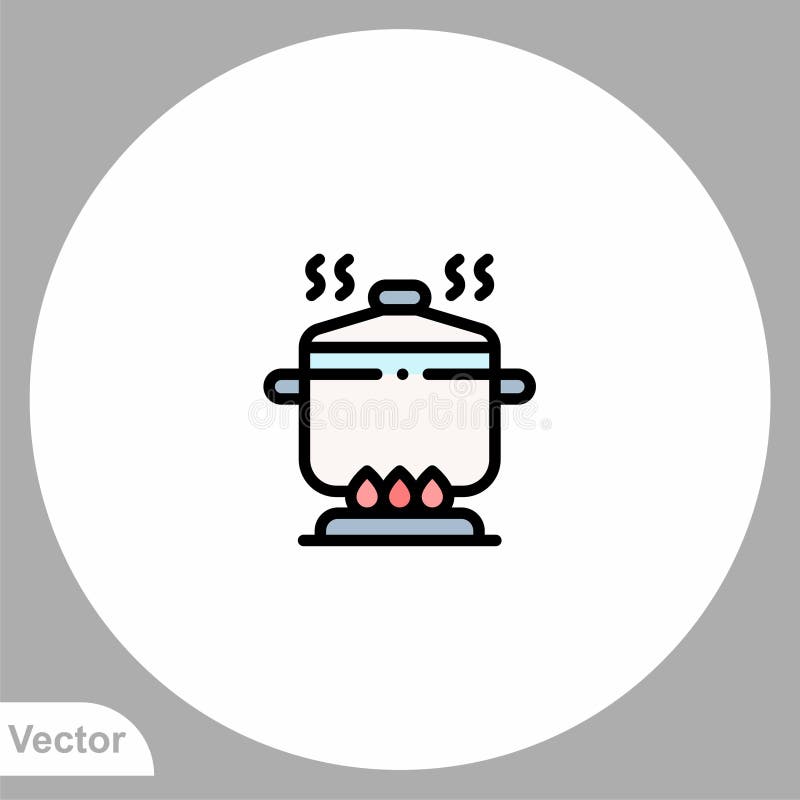 Cooking Pot Vector Icon Sign Symbol Stock Vector - Illustration of ...