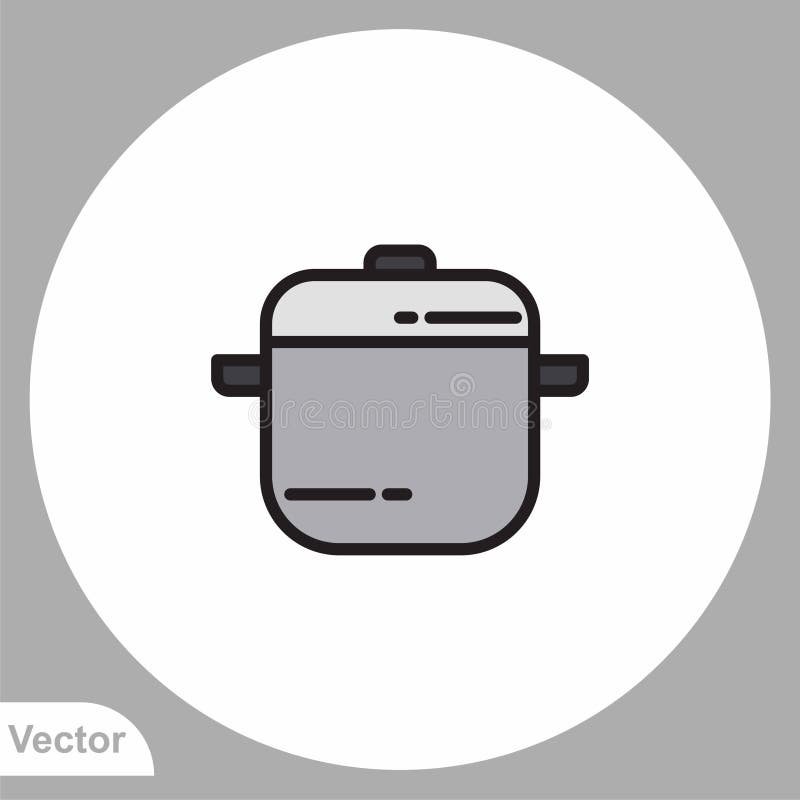 Cooking Pot Vector Icon Sign Symbol Stock Vector - Illustration of ...