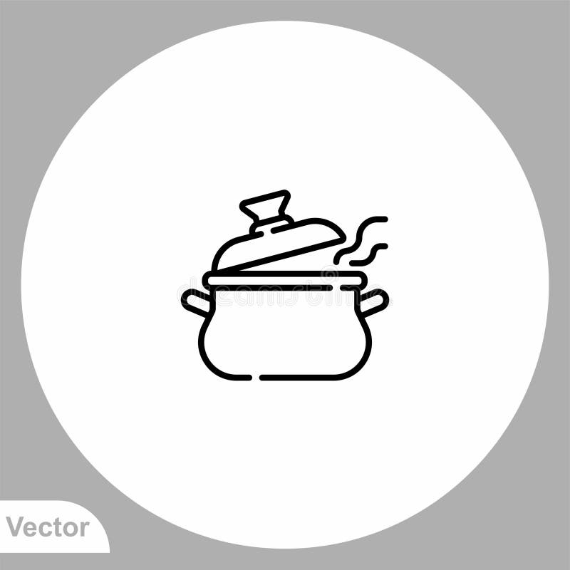 Cooking Pot Vector Icon Sign Symbol Stock Vector - Illustration of ...