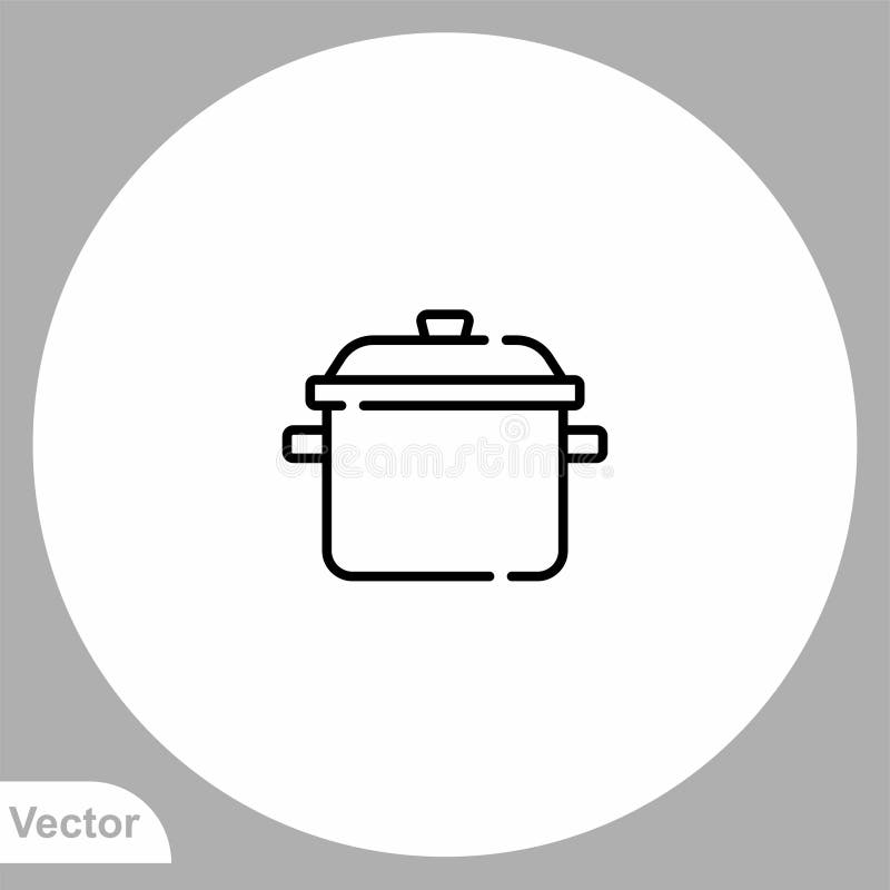 Cooking Pot Vector Icon Sign Symbol Stock Vector - Illustration of ...
