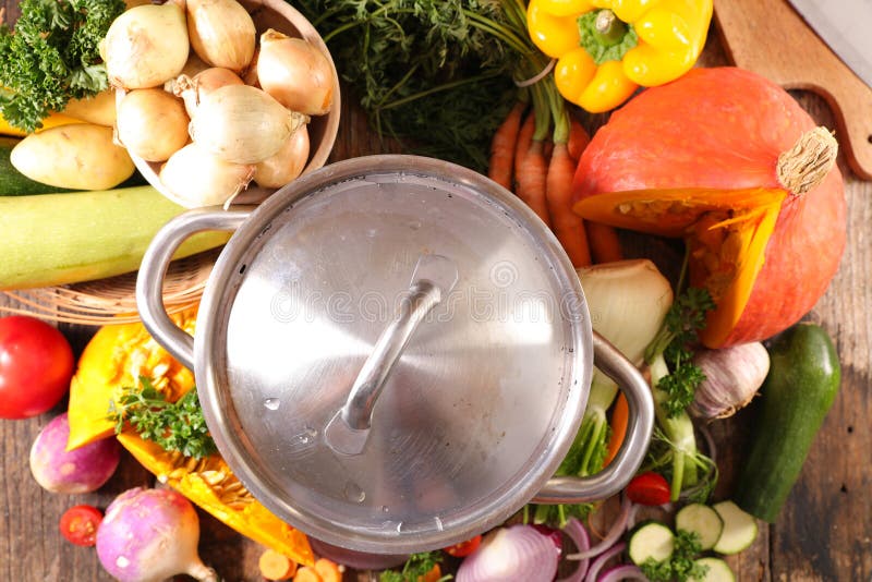 Cooking pot and vegetable stock photo. Image of homemade - 126197336