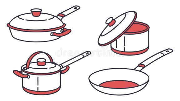 Cooking Pots Pans, Kitchen Culinary Vector Art, Vector Design ...