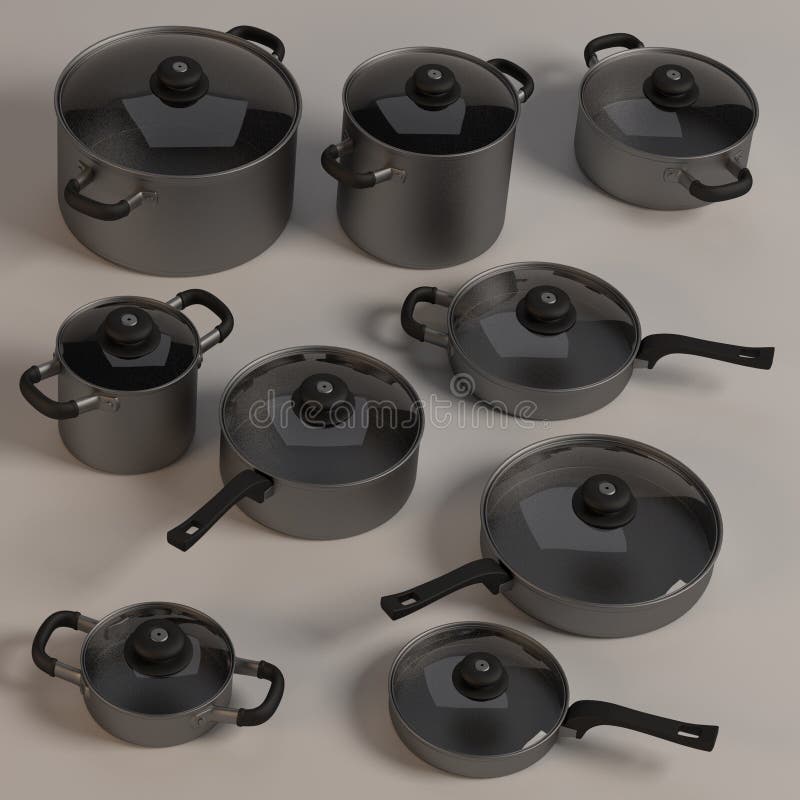 Cooking pots - set stock illustration. Illustration of cook - 24911447