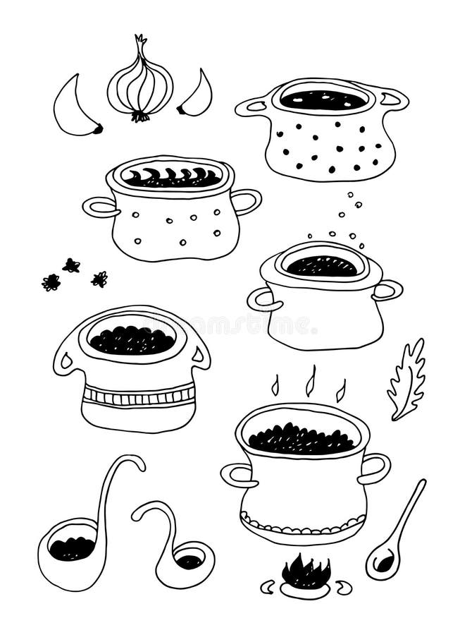 Cooking Pots Vector Set Isolated on White Background Stock Vector ...