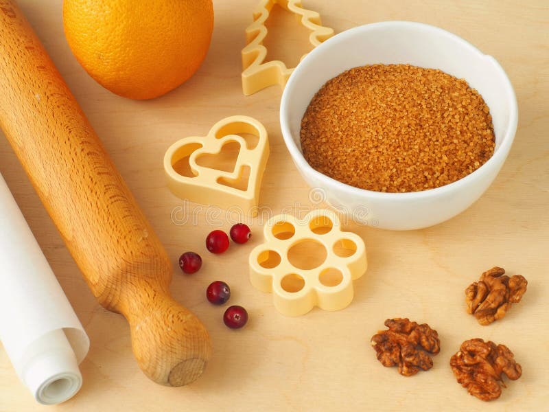 Cooking Process. Components for Preparing Christmas Cookies or Cake ...
