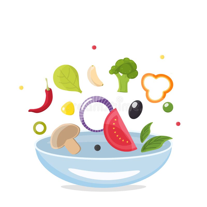 Cooking Process. Flipping Food in a Bowl. Design for Cooking Class or ...