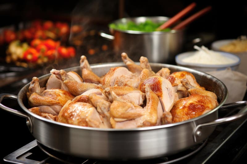 Cooking Process of Marinated Turkey in Open Kitchen Stock Image - Image ...