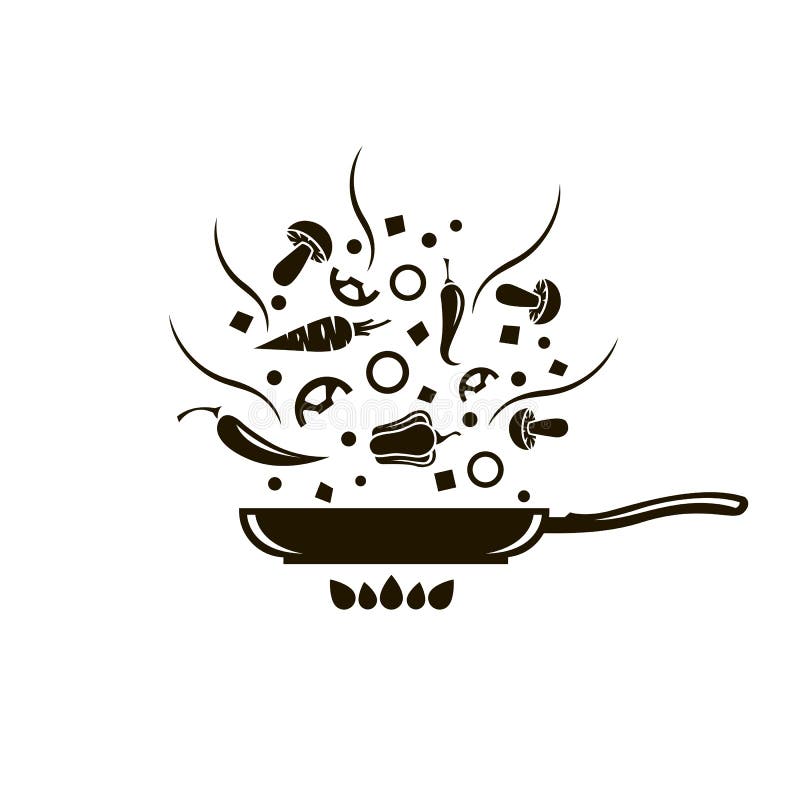 Cooking process on pan stock vector. Illustration of food - 176163934